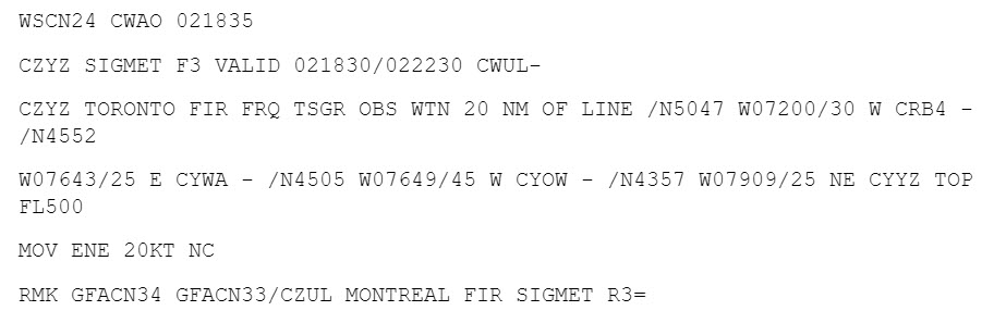 SIGMET | NAV CANADA Aviation Meteorology Reference